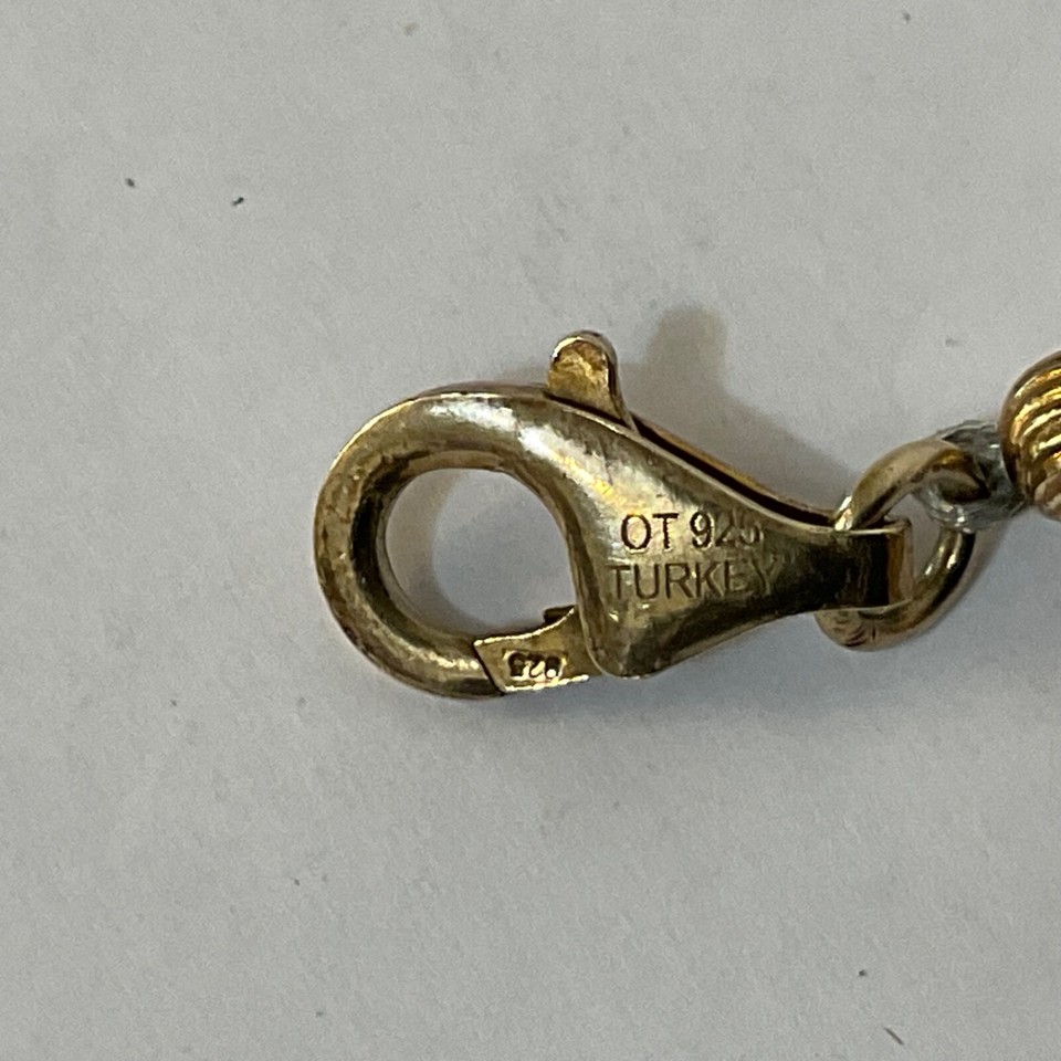 Vtg OT Turkey Bracelet 18K Yellow Gold Technibond Filigree 925 White ...
