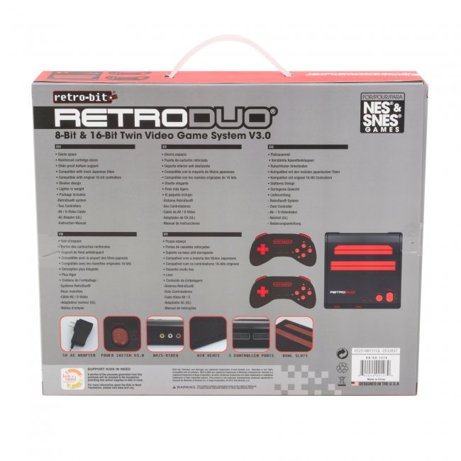 NES SNES Retro-Bit Retro Duo Twin Video Game System, Red/Black v3.0 NEW ...