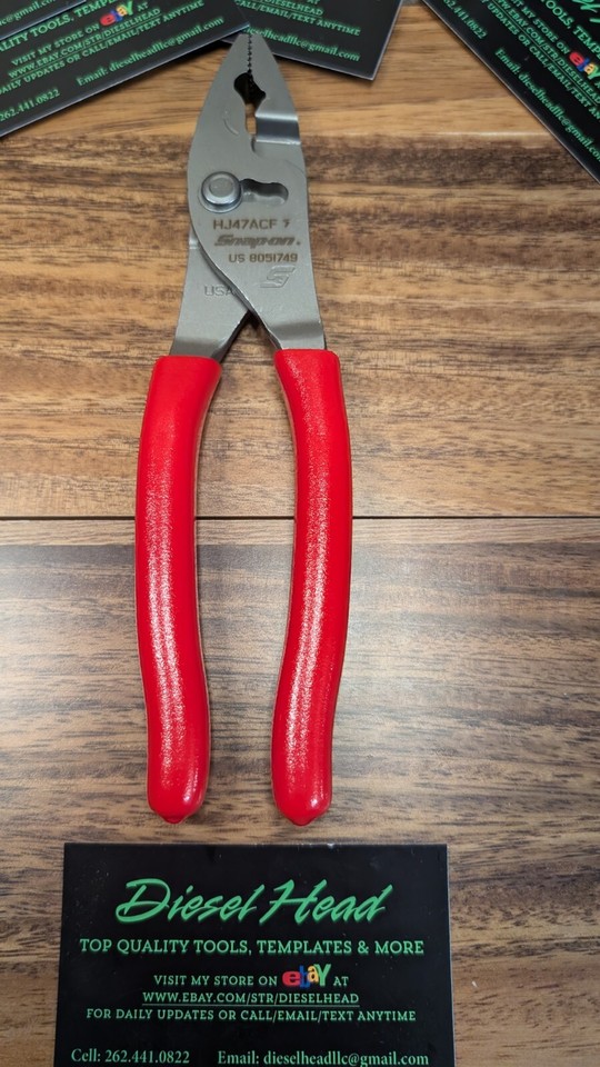 NEW Snap On Tools HJ47ACF RED Comfort Grip 8" Soft Grip Pliers SAME DAY ...