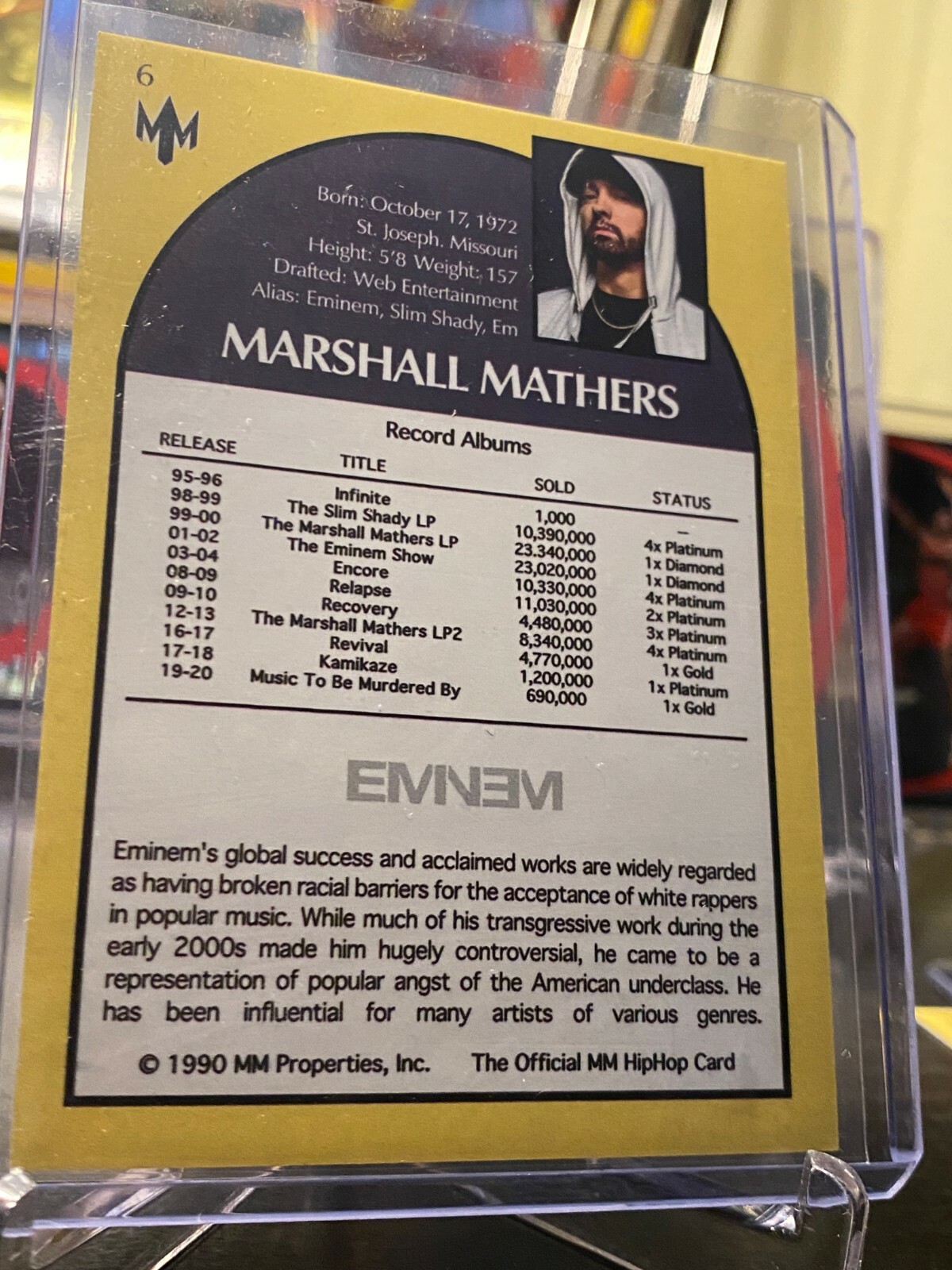 EMINEM Marshall Mathers Hip-Hop Trading Card 1990 NBA Hoops Design | eBay