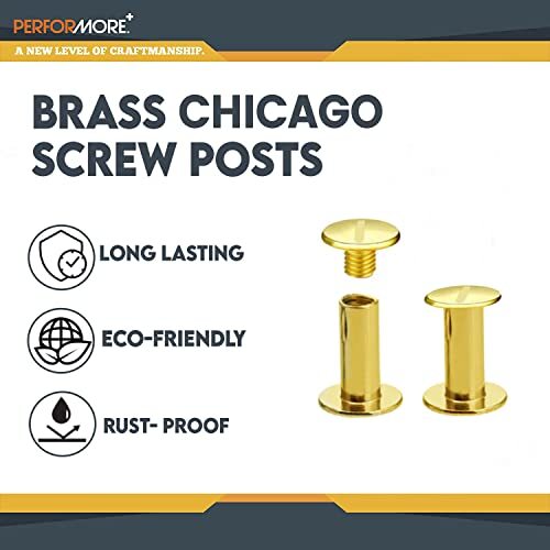 50 Pack of Chicago Screw Post Binding Screws 10mm Brass Plated Metal ...