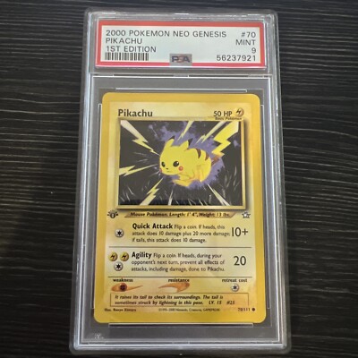 PSA 9 MINT 1st Edition Non-Holo Pikachu Pokemon Neo 1 Genesis 70/111 | eBay