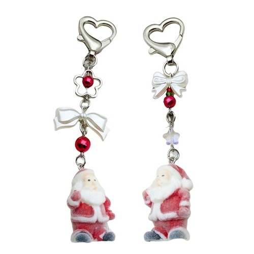 Santa Claus Flocking Key Holder with Star Bowknot Unique Christmas ...