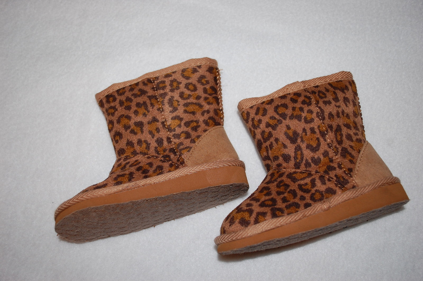 Toddler Baby Girls BROWN CHEETAH LEOPARD PRINT BOOTS Faux Fur Lining ...