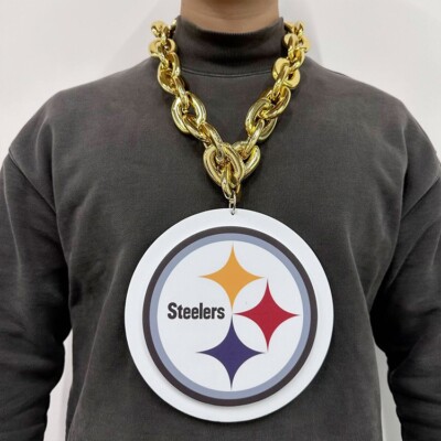 New NFL Pittsburgh Steelers GOLD Big Fan Chain Logo Necklace Free Fast ...