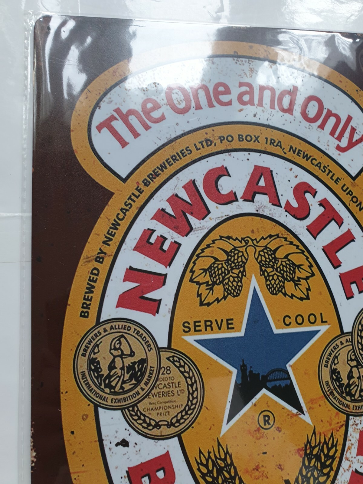 Newcastle Brown Ale Label Metal Sign Plaque Man Cave Garage Bar Retro ...