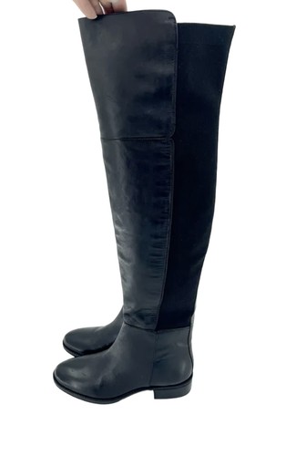 Sam Edelman Pam Black Leather Stretch Back Over the Knee Boots SZ 5.5 ...