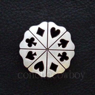 Set of 6 ANTIQUE SILVER POKER CARD SUITS CONCHOS screw back Craft ...