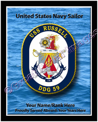 USS Russell DDG 59 Personalized Ship Crest Print on Canvas 2D Effect | eBay