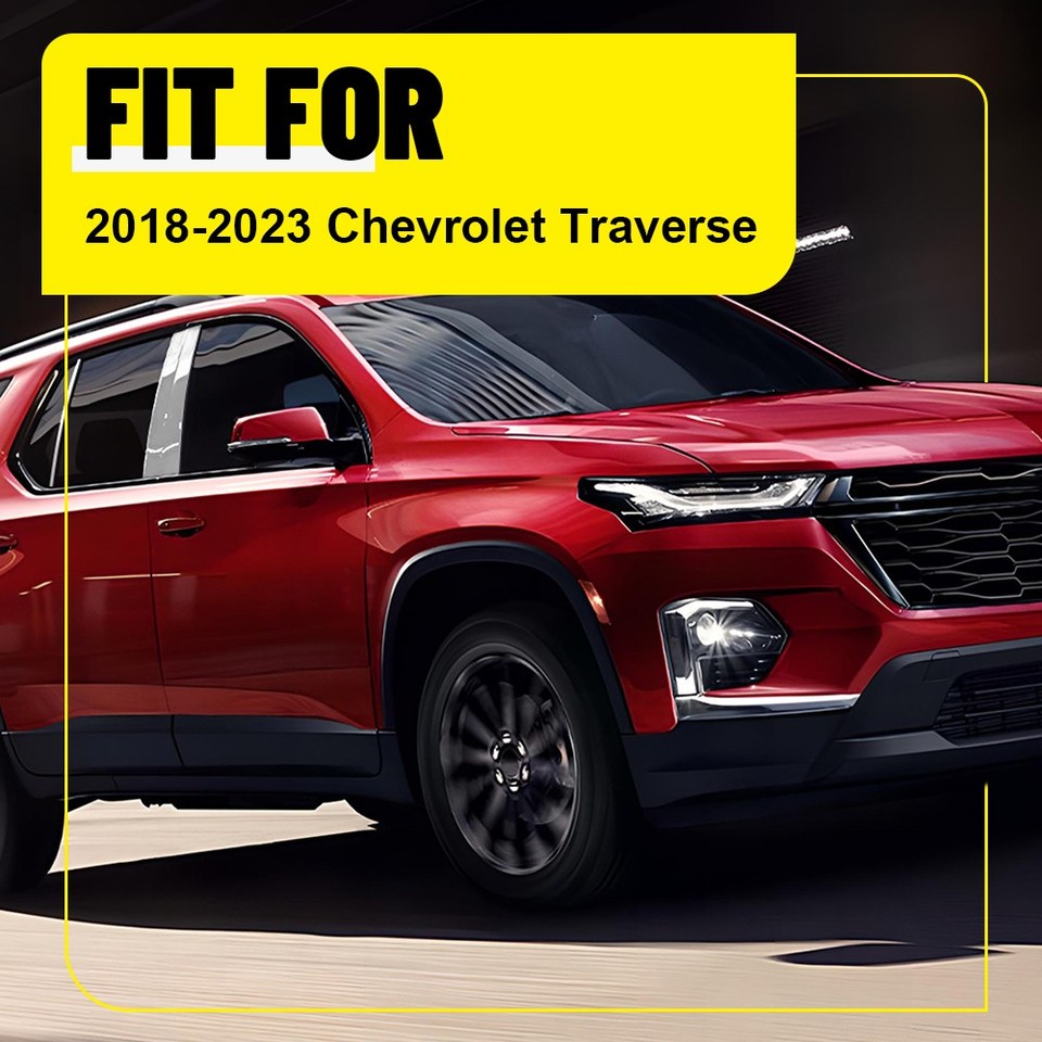 Fit 2018-23 Chevy Traverse Pillar Post Door Window Trim Decal Chrome ...