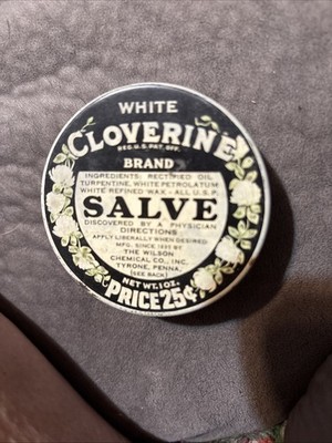 Vintage "White Cloverine Brand" 1 Ounce Salve Tin | eBay