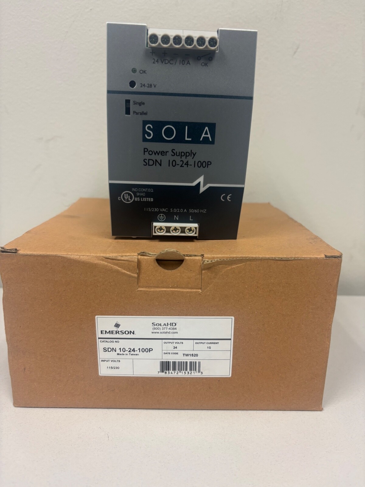 SolaHD SDN10-24-100P Power Supply, AC-DC, 24V, 10A, 85-132/176-264V ...