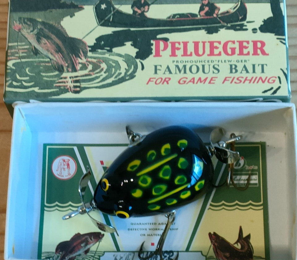 PFLUEGER KENT FLOATER Kent Frog #BLACK ENAMEL Famous Bait 1999 Fishing ...
