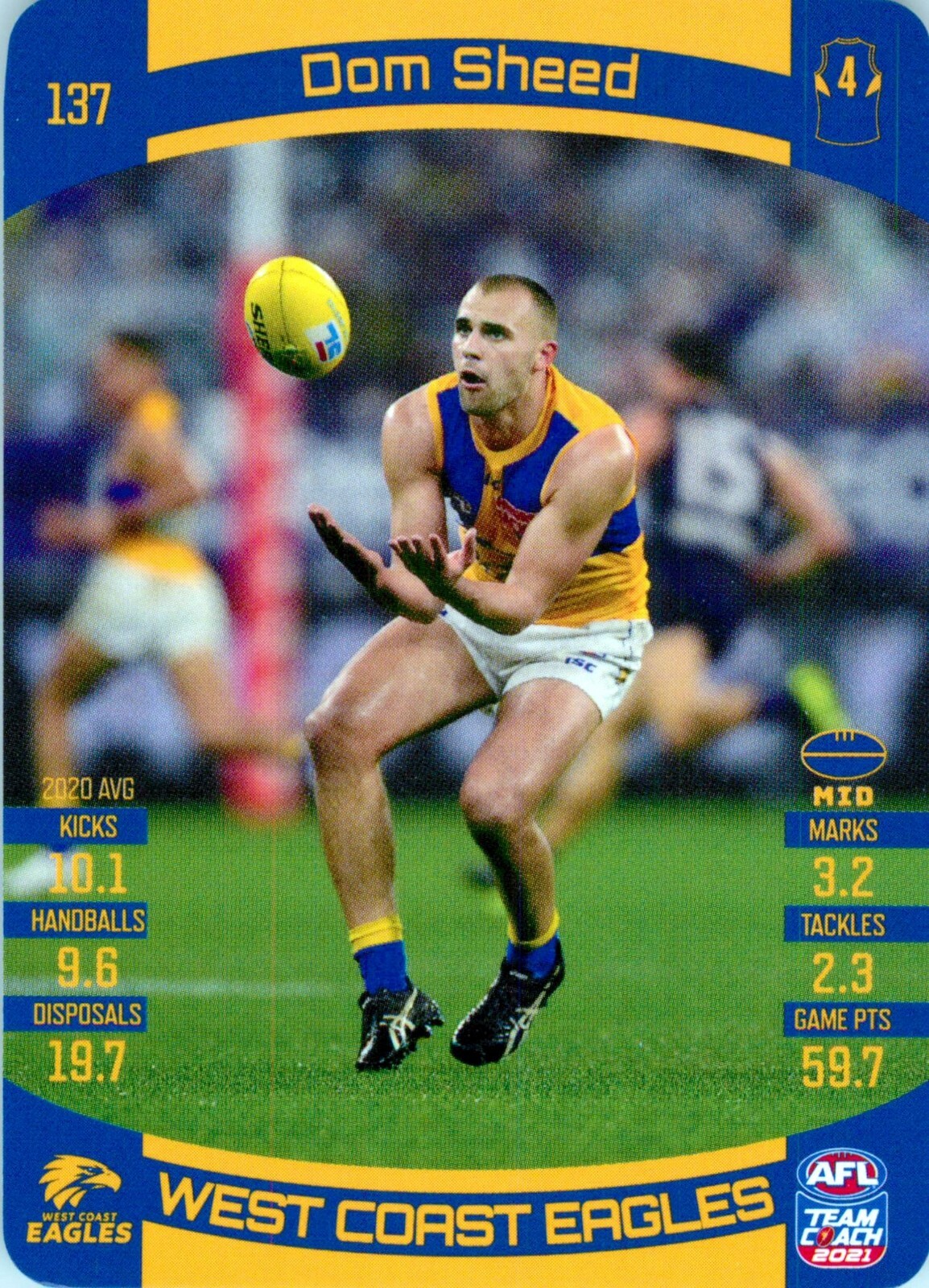 New 2021 WEST COAST EAGLES AFL Card DOM SHEED Teamcoach | eBay