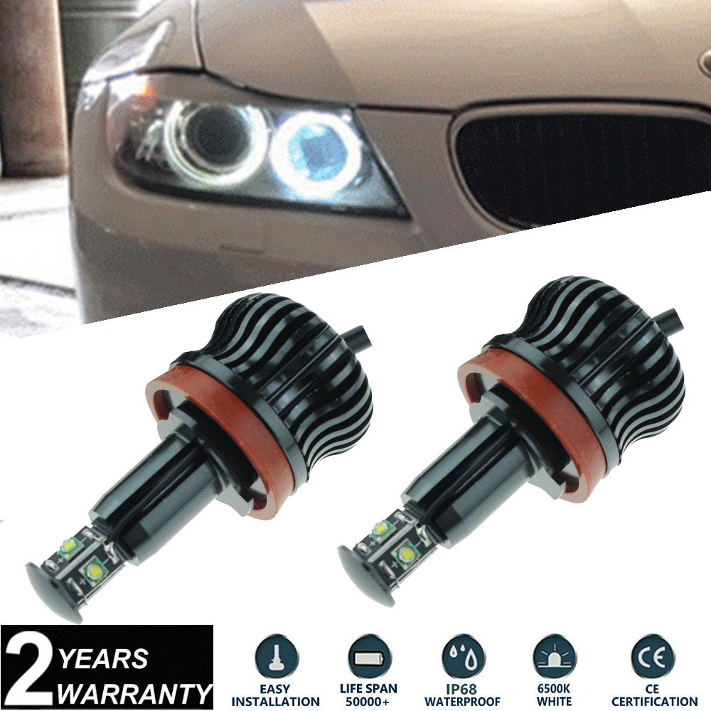 2x 20W H8 White LED Angel Eyes Halo Light Bulbs For 2007-2010 E92/E93 3 ...