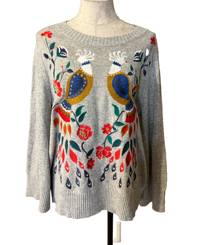 LOFT Women's Sweater Large Birds Floral | eBay