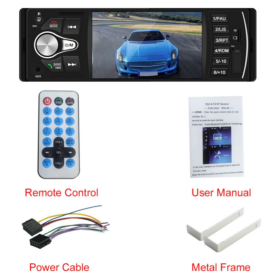 4.1" Car Unit Player MP3/USB/SD/AUX Radio Stereo 1Din Bluetooth FM ...
