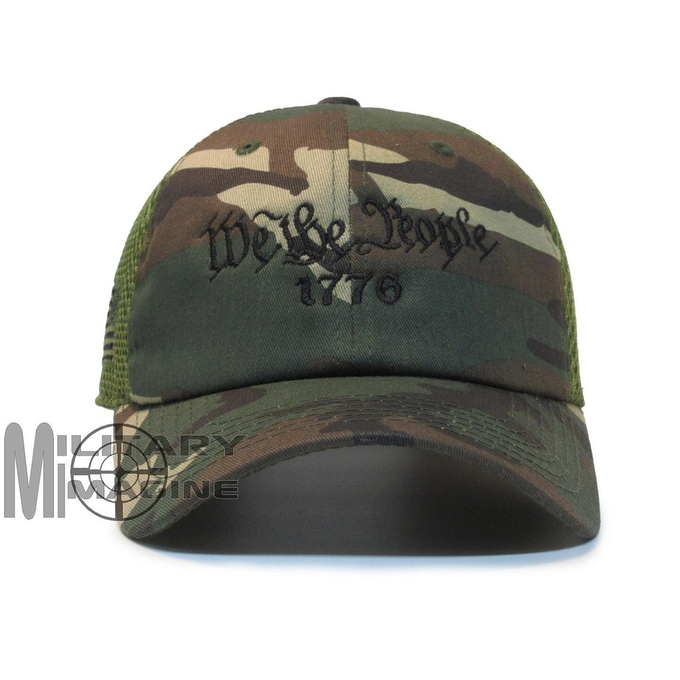 We The People 1776 2A US Flag Hat Army Camo M81 Micro Mesh Tactical Cap ...