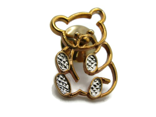 Teddy Bear Pin Gold Tone Open Body Design Silver Tone Paws | eBay