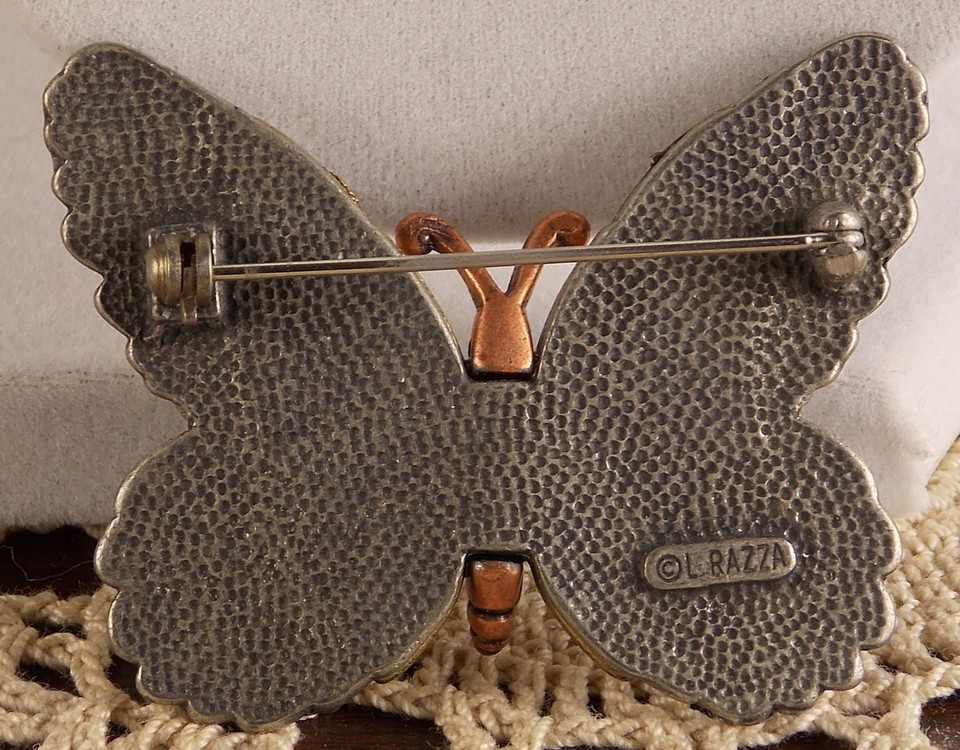 Butterfly Brooch/Pin Signed L Razza 3 Metal Types & Color Great ...