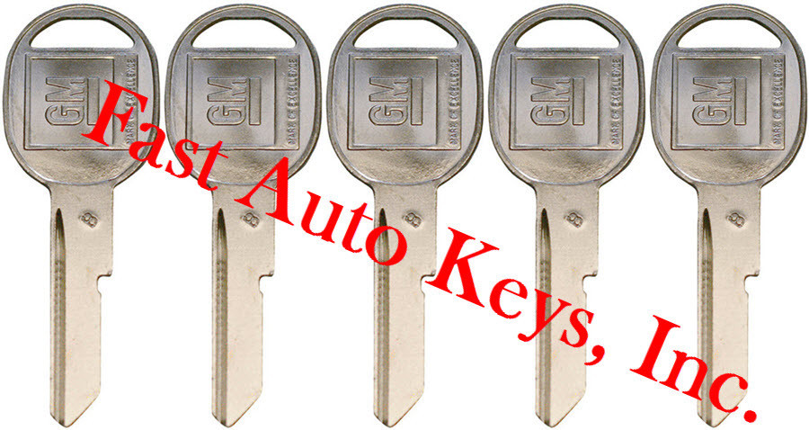 5 NEW GM Logo OEM DOORS/TRUNK "B" Key Blank Uncut 320589 B49P B49 ...