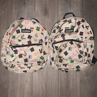 Lot Of 2 Minecraft Character Backpacks - Creeper Zombie Pig Cow etc ...
