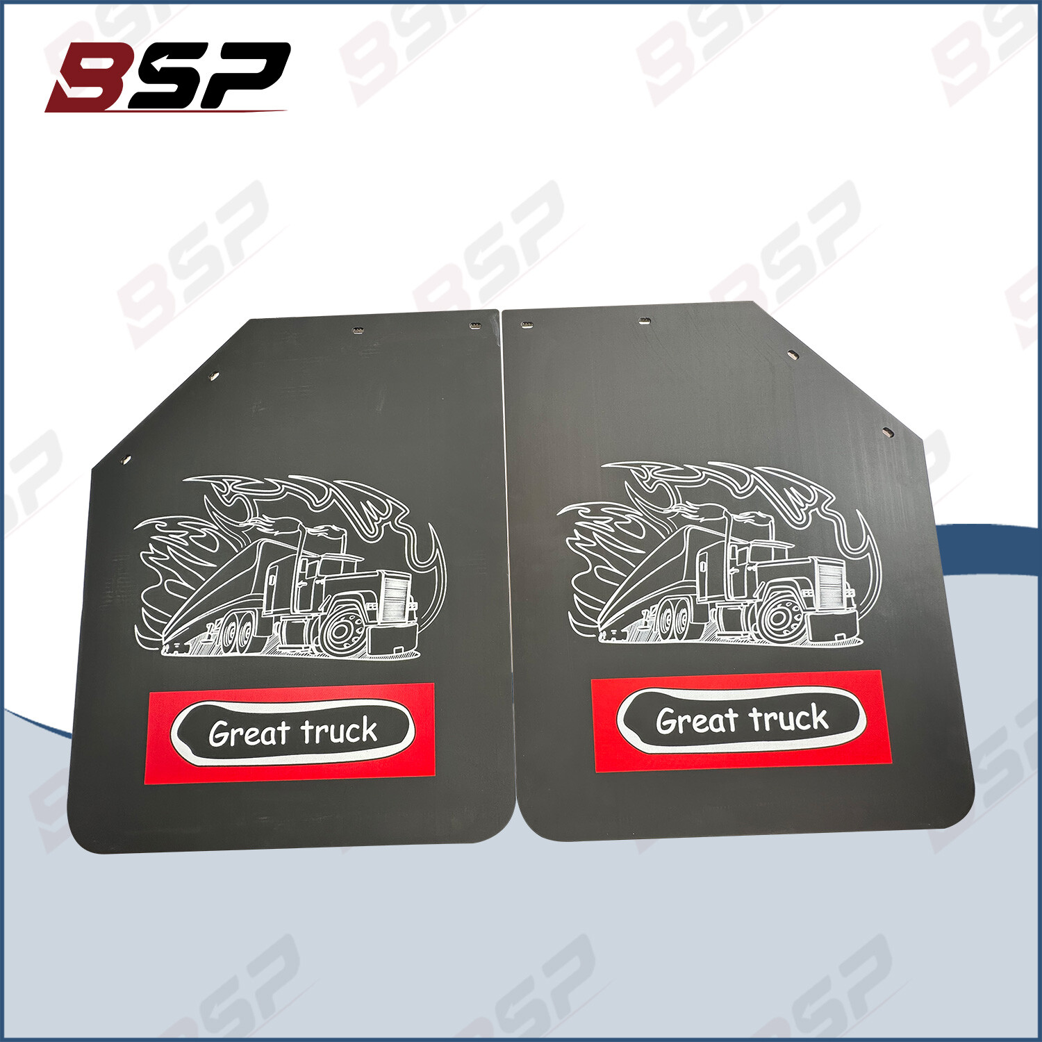 Pair Black Great Truck Pattern Angled Semi Truck Splash Guard 24"x30 ...