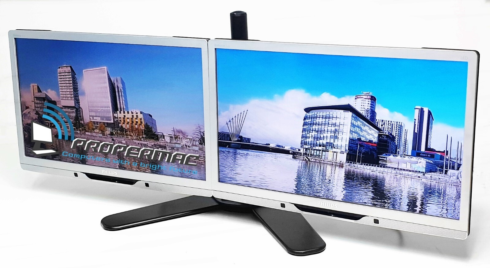DUAL Monitor Cheap 2 x 22" SILVER PC HOME OFFICE 1920 x 1080 DVI To ...