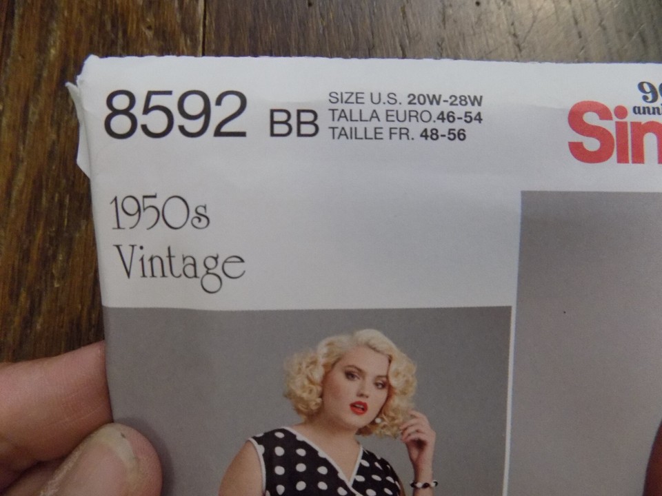 Simplicity 8592 BB Sewing Pattern Vintage 1950s Dresses Retro 20W-28W ...