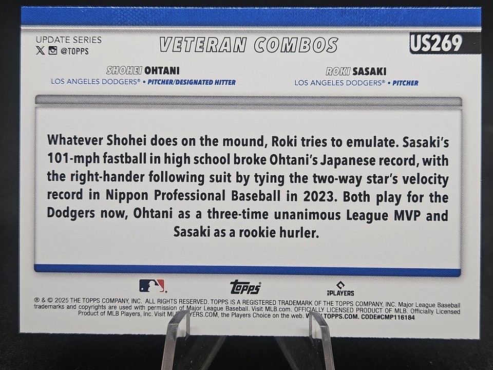 2025 Topps Update Rising Sons Shohei Ohtani Roki Sasaki #US269 Dodgers ...