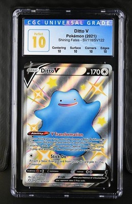 CGC Perfect 10 Ditto V Shining Fates Pokémon 2021 (Pop 2, Blue Label 💙 ...