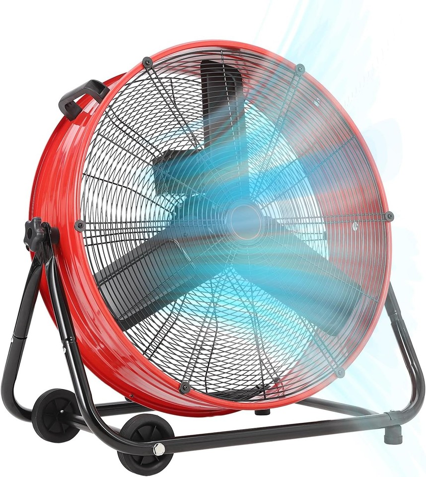 24" Industrial Tilt Drum Fan 3 Velocity Speed 360° Adjustable Floor Fan ...