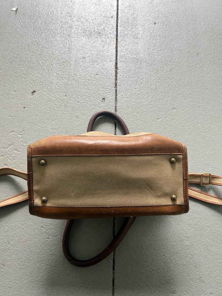 Vintage Genuine Ghurka No 16 The Keeper Tan Leather Canvas Satchel Bag ...