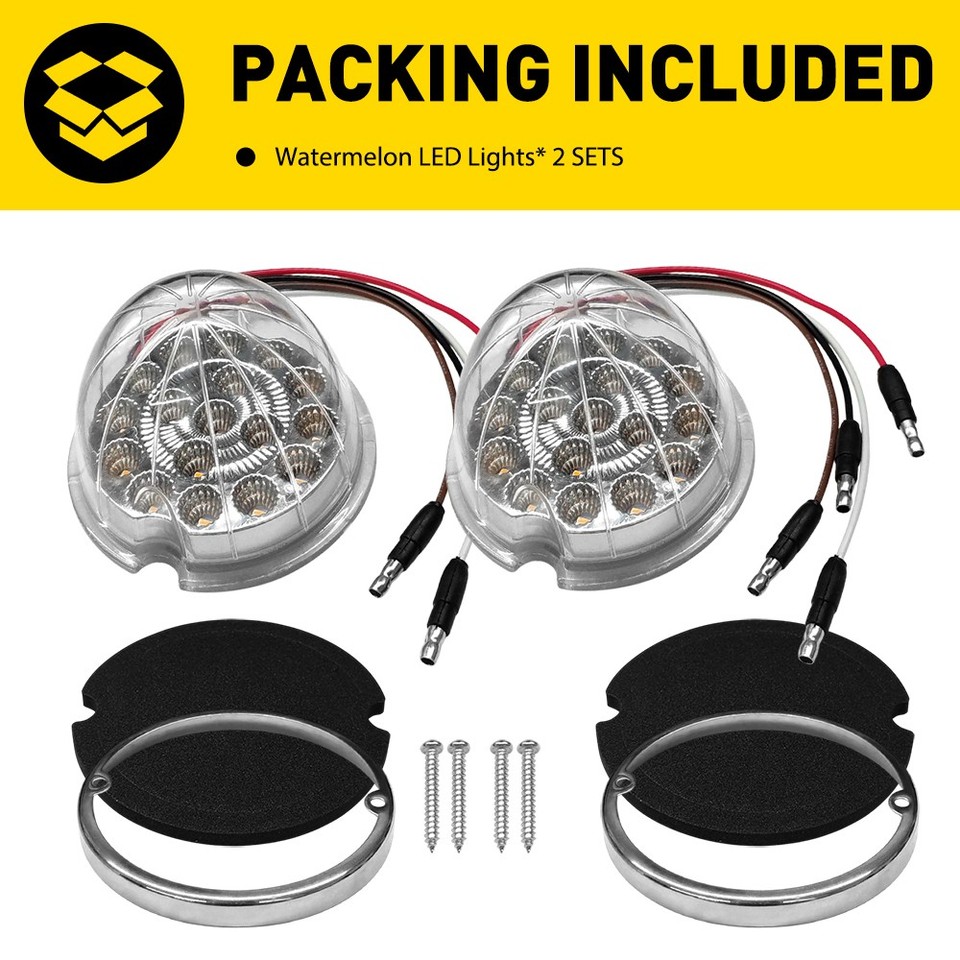 2x Watermelon LED Bulb Light Clear Glass Lens Lights AMBER BLUE W ...