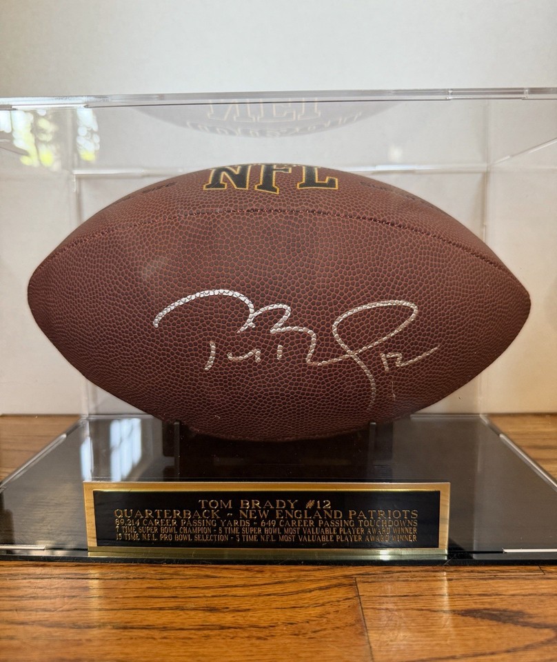 Tom Brady Signed Football W/Custom Display Case-COA (Card Only-Letter ...