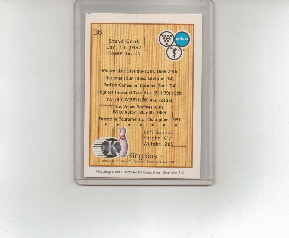 Steve Cook PBA Bowler Bowling Signed Autographed 1990 Kingpin Card | eBay