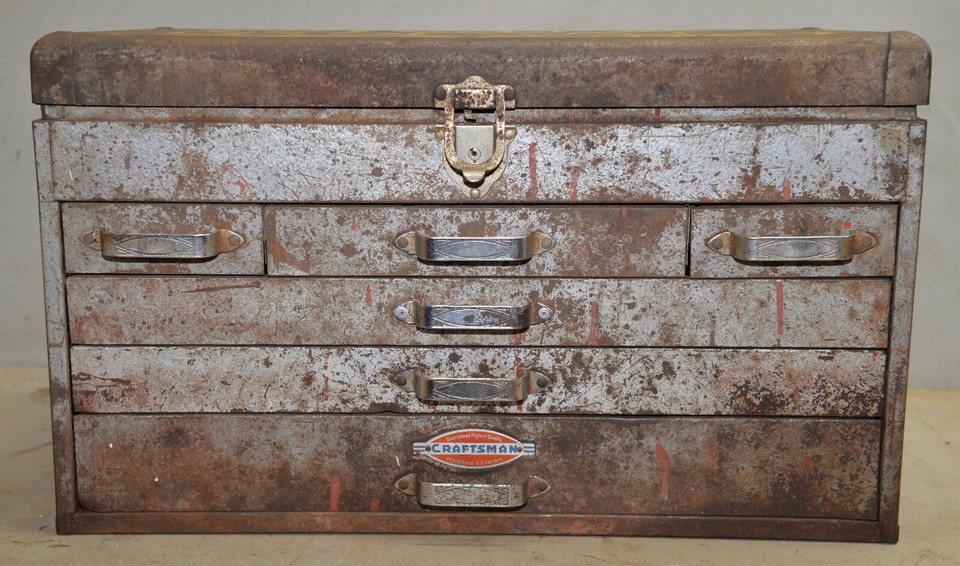 Craftsman 6 drawer mechanics 1950s tool box chest vintage garage rat ...