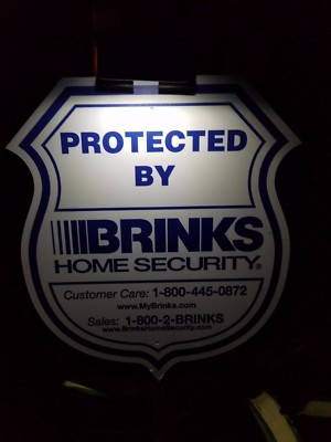 NEW BRINKS Security Yard Sign + 4 Window Decals & Clip On SOLAR Light ...