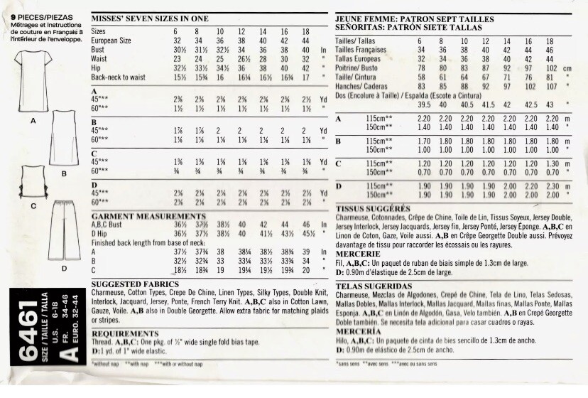 New Look 6461 Tops Pants Sewing Pattern Uncut Size 6-18 | eBay
