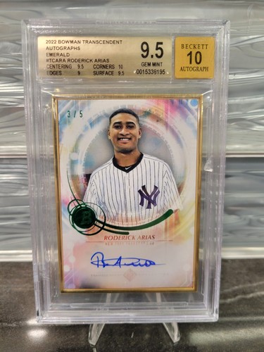 🔥📈Roderick Arias 2022 Bowman Transcendent Emerald Auto 3/5 9.5 Graded ...