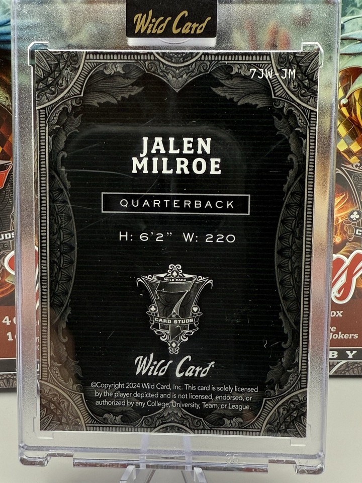 Jalen Milroe 2024 Wild Card 7 Card Studs Jokers Wild 1/1 RC | eBay