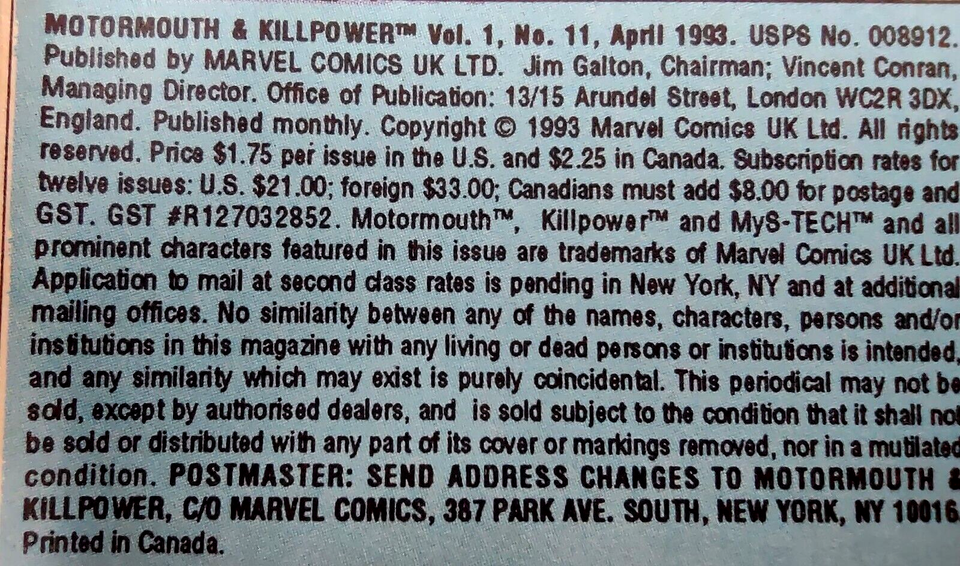 Motormouth And Killpower Issues 8 9 10 11 12 Marvel Comics 1992-1993 ...