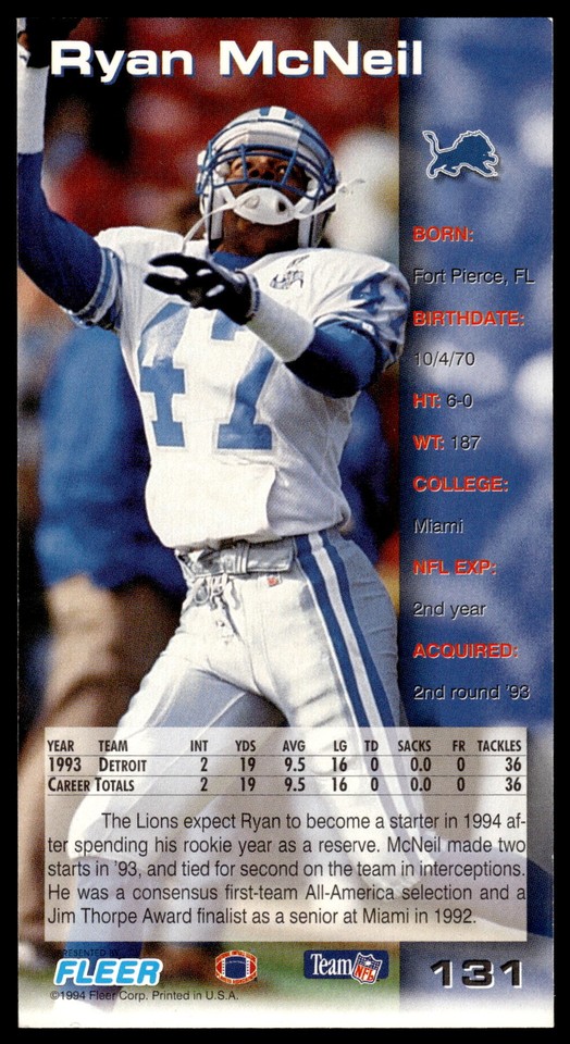 1994 GameDay #131 Ryan McNeil Near Mint or Better | eBay