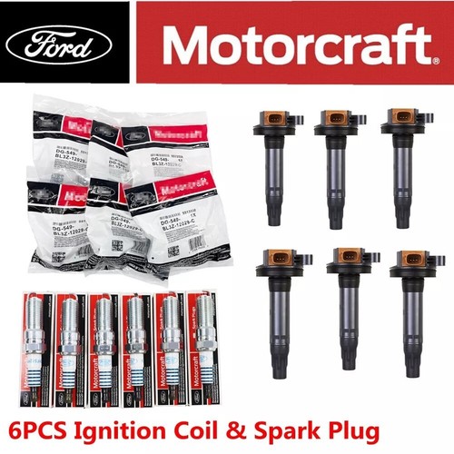 6PC GENUINE Motorcraft DG549 Ignition Coil & SP580 Spark Plug For Ford ...