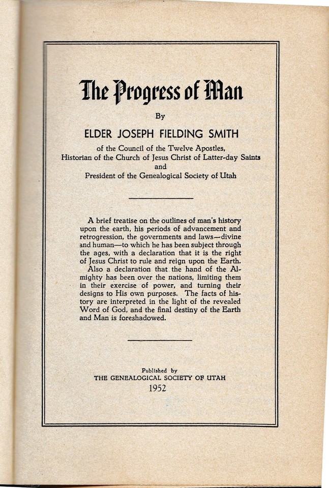 progress of man joseph fielding smith 1952 LDS Mormon Literature | eBay