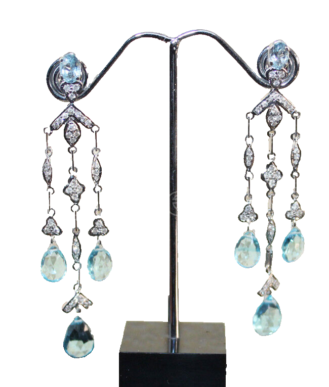 1.68ct Natural Diamond 14k BIS Hallmarked White Gold Topaz Dangler ...