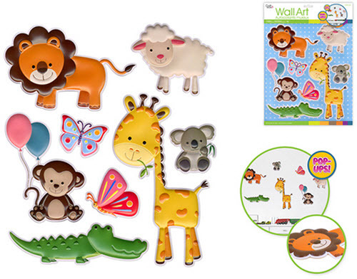ZOO BABIES 3D POP-UPS wall stickers 8 decals child room decor lamb ...