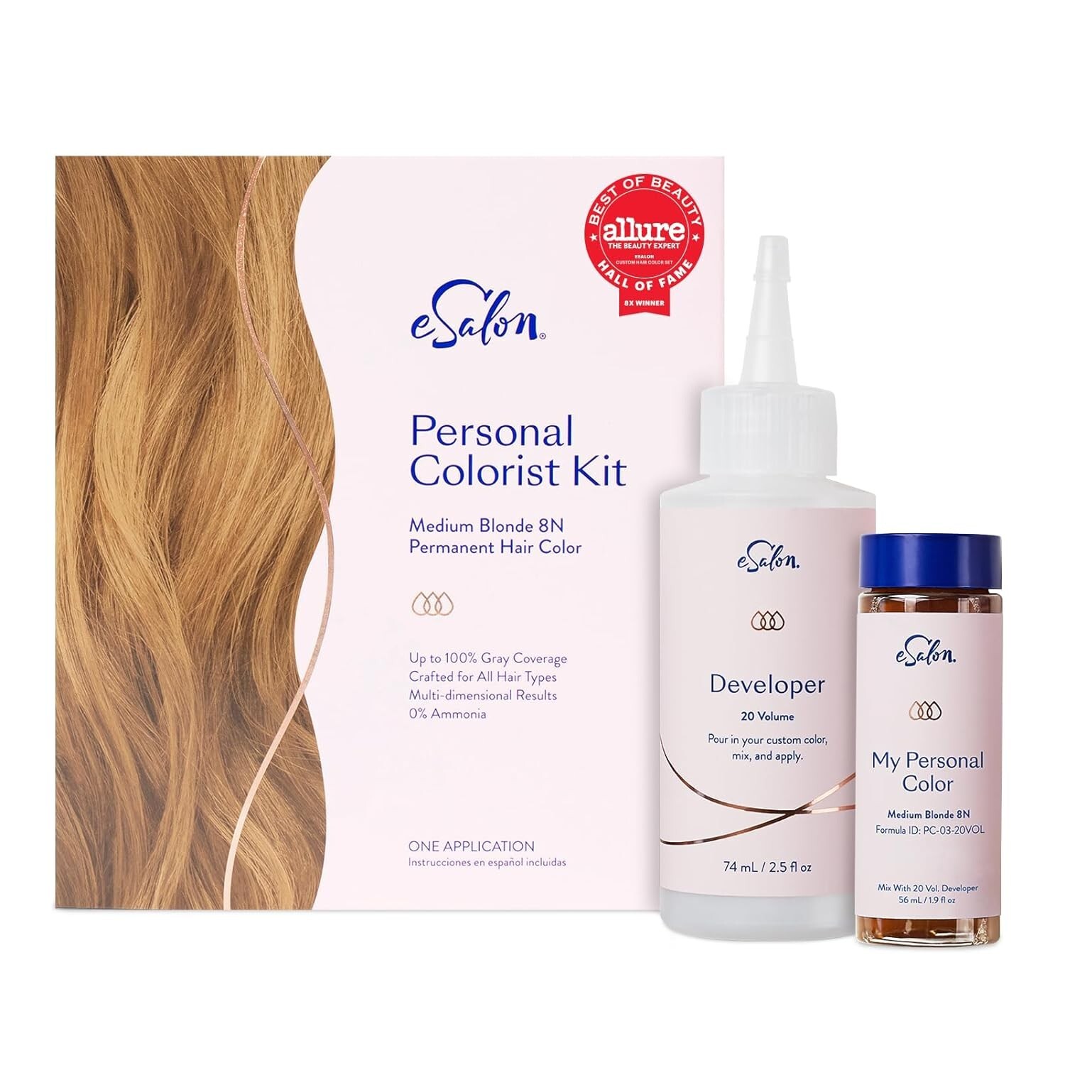 eSALON Personal Colorist Kit Medium Blonde-8N Permanent Hair Color New ...
