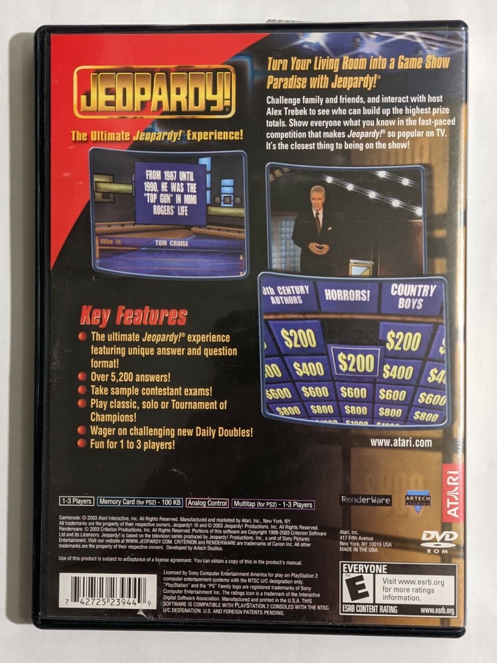 Jeopardy PlayStation 2 Game | PS2 | Alex Trebek | Original Manual ...