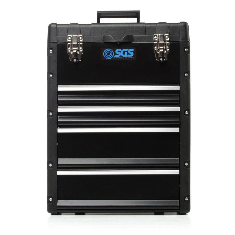 SGS Mobile Rolling Suitcase Tool Box 4 Drawers, Top Box w/ Tray, Clasps ...